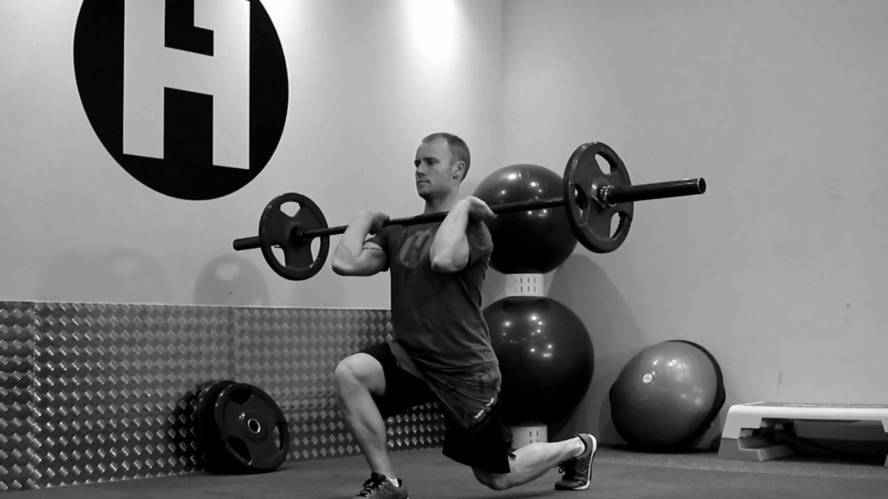 Barbell Reverse Lunges Front Grip Virtual Hone Gym